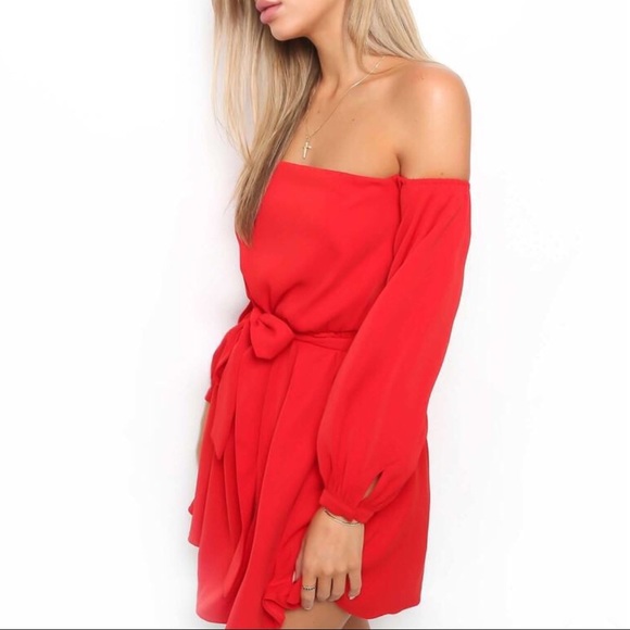 Just Like Friday | Dresses | My Angel Red Off Shoulder Mini Dress ...